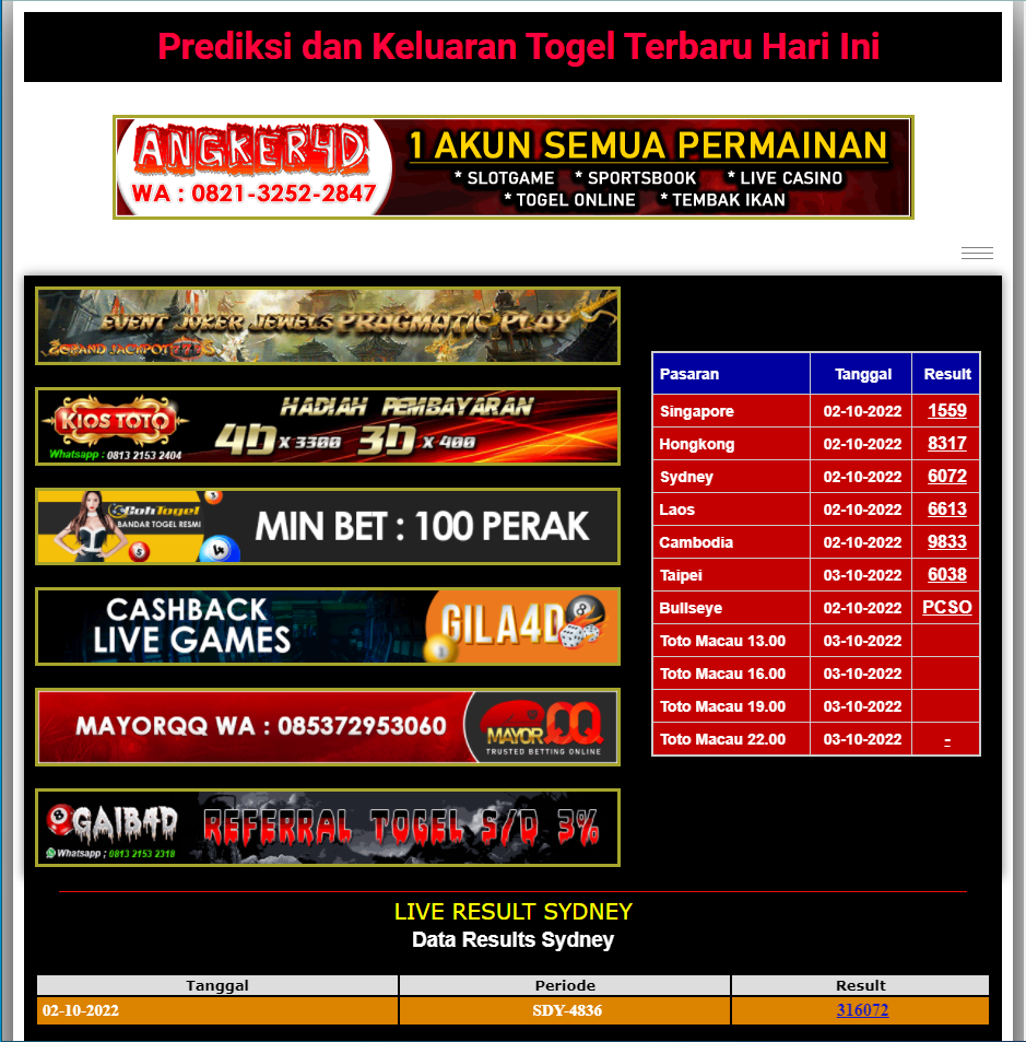 Situs Prediksi Dan Keluaran SGP HK SDY Online Terbaik Situs Prediksi Dan Keluaran SGP HK SDY Online Terbaik
